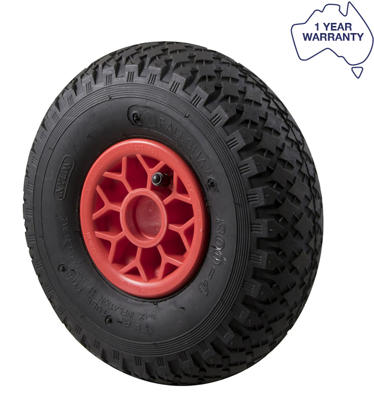 Pneumatic black tyre, 350x4 wheel, plastic centered, no bearing, 140 kg ...